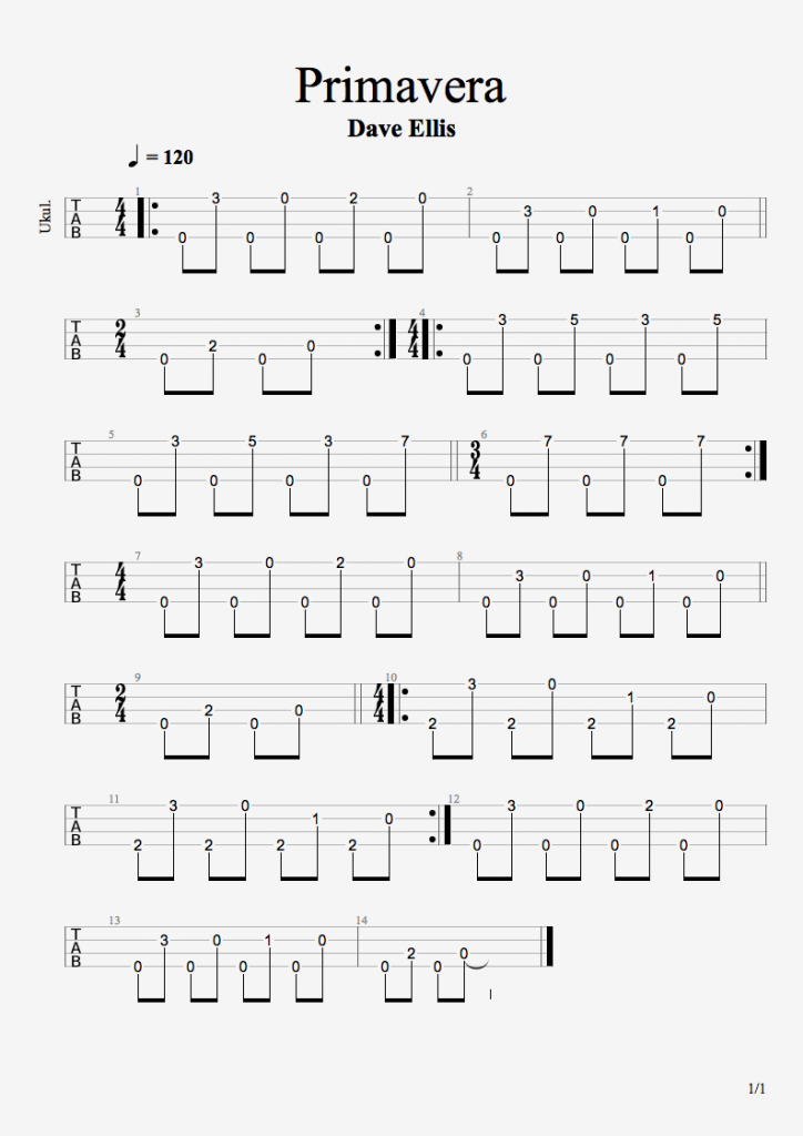 Primavera Original Ukulele Fingerpicking Song Tab | Ukulele Go