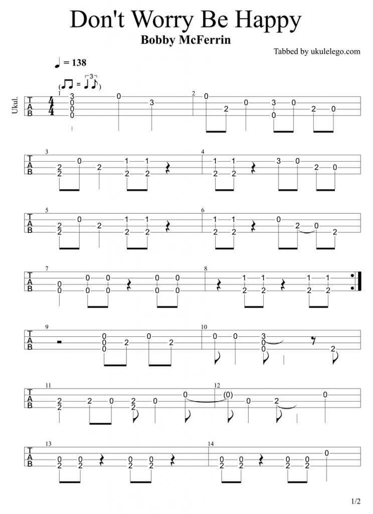 Don't Worry Be Happy Solo Ukulele Arrangement | Ukulele Go